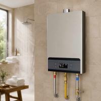 China Plate Iron Forced Exhaust Gas Water Heater Including Flue Dimension 50MM 60MM 90MM and Summer Winter Mode Support Switch Designed for Heating for sale