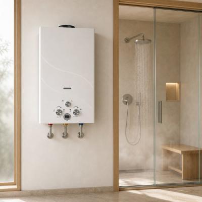 China LPG NG Flue Gas Water Heater Optional Protection Compatible with Kitchen Balcony Installation Easy Installation Process for sale