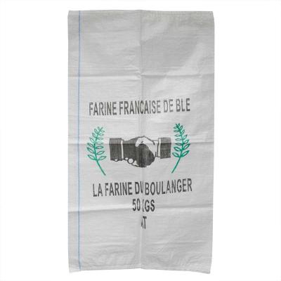 China White PP Woven Bags 50kg Capacity 60x103cm Wheat Packaging Tear Resistant Polypropylene Sacks for sale