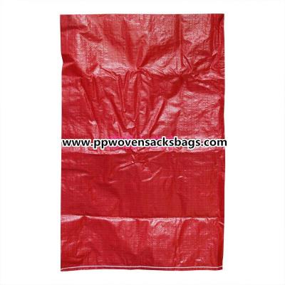 China Custom Red PP Woven Bags 25kg Capacity 51x84cm for Plastic Pellets Food Chemical Packaging for sale