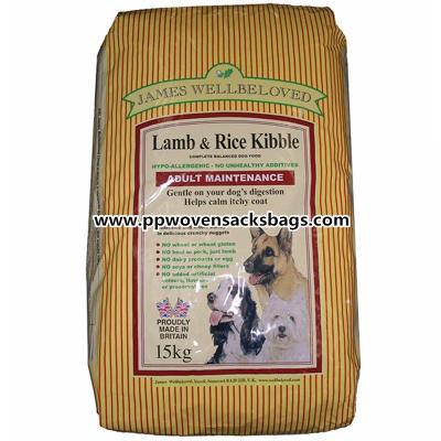 China Reusable BOPP Laminated PP Woven Animal Feed Bags 22x31 Inch 102g/m² with Food Grade Certification for sale