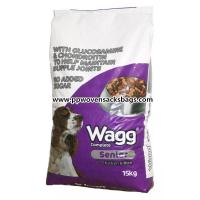 China Woven Polypropylene Animal Feed Bags 50x84cm 105g/m² with BOPP Coating for Dog Food Packaging for sale