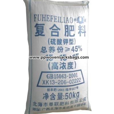 China 50kg PP Woven Fertilizer Packaging Bags 105g/m² with BOPP Film Coating and Flexo Printing for sale
