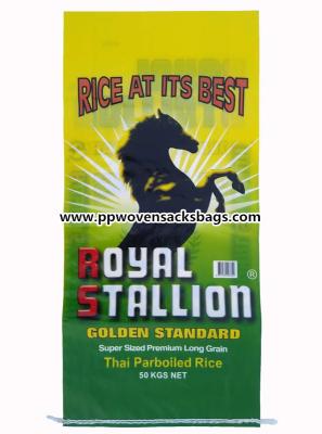 China 50kg Food Grade PP Rice Packaging Bags - 95cm x 60cm Dimensions with 138g Weight per Bag for sale