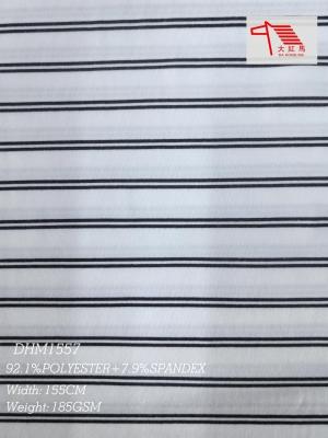 China Two Tone Horizontal Stripe Polyester Spandex Fabric 185GSM 4 Way Stretch Black Yarn for sale