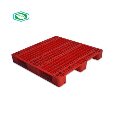 China Stackable Warehouse Plastic Pallet , Plastic Euro Pallet 3 Longitudinal Legs Grid Surface for sale