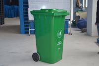 China Green Outdoor Garbage Can With Lid Solid Rub Wheels Simple Elegant Appearance for sale