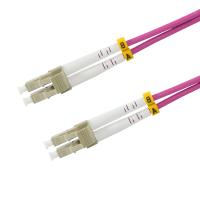China LC LC OM4 Fiber Patch Cord Duplex Fiber Optic Patch Cable Customized Size Meets RoHS Compliant for sale