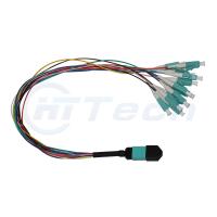 China OM4 12Fiber MPO-LC Optical Patch Cord Low Insert Loss LSZH Jacket for sale