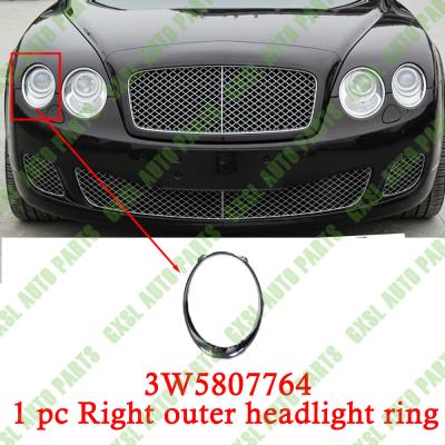 China For Bentley Continental Flying Spur 2005-2013 Right Outside Headlight Chrome-Plated Ring With Electroplated Trim OEM 3W5807764 for sale