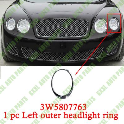 China For Bentley Continental Flying Spur 2005-2013 Left Outside Headlight Chrome-Plated Ring With Electroplated Trim OEM 3W5807763 for sale