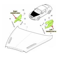China For Bentley Continental GT SuperSports Flying Spur 2003-2012 Bonnet Hood Left Hinge OEM 3W0823301H for sale
