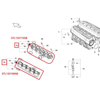 China For Lamborghini Gallardo 5.2L FSI Intake Manifold Lowering Part OEM 07L133110AB for sale