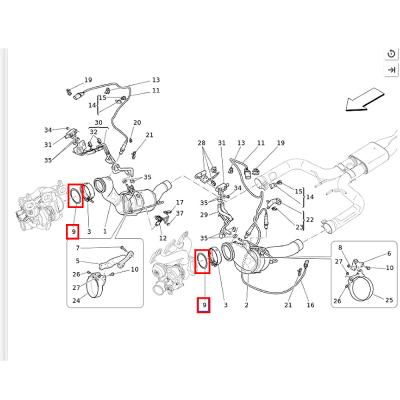 China For Maserati Quattroporte Levante Ghibli Exhaust Pipe Connection Gasket OEM 675000052 for sale