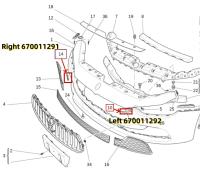 China For Maserati Ghibli M157 2014-2020 Bracket Glossy Black Trim Holder Front Bumper Left And Right Plate OEM 670011291 670011292 for sale