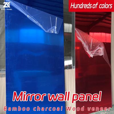 China 5mm Bamboo Charcoal Wood Veneer Mirror Wall Panel Waterproof Fireproof for sale