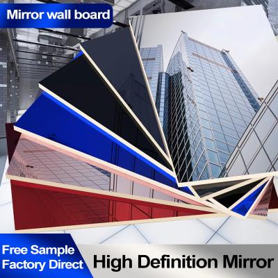 China 5mm Waterproof Bamboo Charcoal Wood Veneer PET Mirror Wall Panel for sale