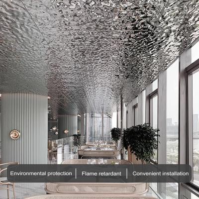 China Waterproof Bamboo Charcoal Wall Panel 1220x2440mm Water Wave Design for sale