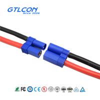 China Angled Gold Plated Banana Plug 6mm Bullet Connector EC6 With Blue Housing for sale
