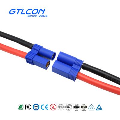 China Angled Gold Plated Banana Plug 6mm Bullet Connector EC6 With Blue Housing for sale