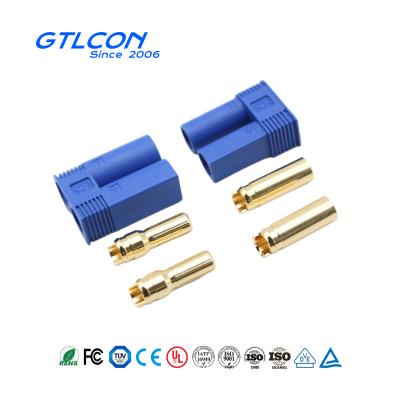 China Male And Female Gold Plated Banana Plug 5mm Bullet Connector EC5 With Blue Housing for sale