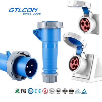 China Industrial Waterproof Plug & Socket Set — 3-Phase, 4-Wire (3-Pin/4-Pin) Connectors — Surface-Mount Aviation-Style Plugs (16A / 32A) for sale