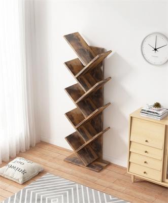 China SGS Floor Wooden Tree Shelf Bookcase Corner Black Tree Bookshelf for sale