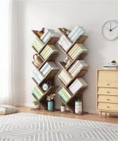 China SGS Floor Wooden Tree Shelf Bookcase Corner Black Tree Bookshelf for sale