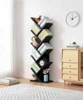 China SGS Floor Wooden Tree Shelf Bookcase Corner Black Tree Bookshelf for sale