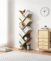 China SGS Floor Wooden Tree Shelf Bookcase Corner Black Tree Bookshelf for sale