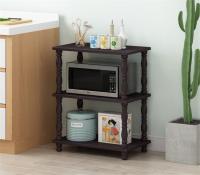 China Oem 3 Tier Solid Wood Kitchen Microwave Rack Furniture For Plates for sale