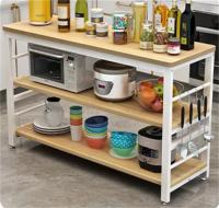 China Metal Wood Kitchen Bakers Microwave Rack Countertop Organizer 2 Tier for sale