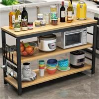 China Metal Wood Kitchen Bakers Microwave Rack Countertop Organizer 2 Tier for sale