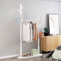 China Multifunctional Bamboo Coat Wooden Clothes Hanger Stand Double Pole for sale