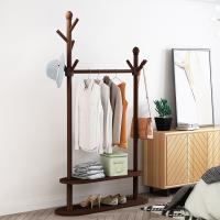 China Roydom Office Coat Bamboo Cloth Hanger Stand With Shelves for sale