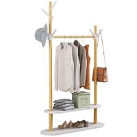 China Custom Pinewood Clothing Coat Rack Hanger Stand With Shoe Rack for sale