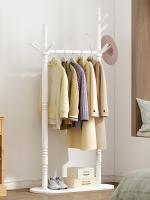 China 78cm Solid Wood Free Standing Coat Rack Hanger Stand Double Pole for sale