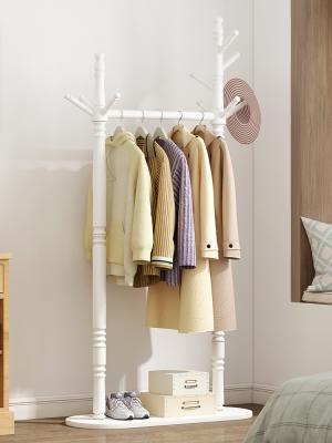 China 78cm Solid Wood Free Standing Coat Rack Hanger Stand Double Pole for sale