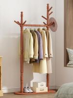 China 78cm Solid Wood Free Standing Coat Rack Hanger Stand Double Pole for sale