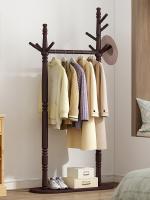 China 78cm Solid Wood Free Standing Coat Rack Hanger Stand Double Pole for sale