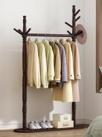 China ODM Floor Cloth Coat Rack Stand Hanger Bedroom In Polished Wood 98cm Width for sale