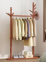 China ODM Floor Cloth Coat Rack Stand Hanger Bedroom In Polished Wood 98cm Width for sale