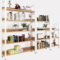 China Adjustable Industrial Metal And Wood Book Shelves Display Racks For Library for sale