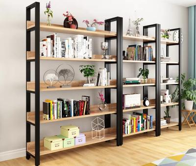 China Adjustable Industrial Metal And Wood Book Shelves Display Racks For Library for sale