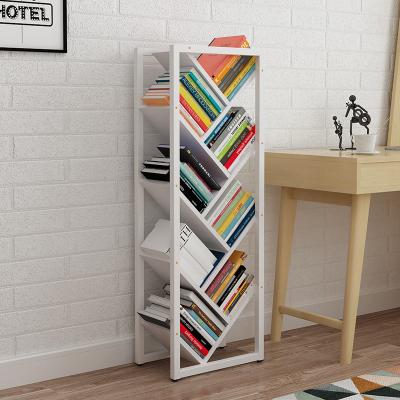 China ODM 16mm Thick Modern Living Room Metal And Wood Book Shelves Tree Bookcase for sale