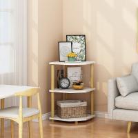 China Solid 3 Tier Book Display Wooden Corner Stand For Living Room for sale