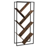 China Asymmetrical Diagonal Metal And Wood Book Shelves Modern Tree Shaped Bookcase for sale