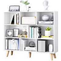China White Open Metal And Wood Book Shelves Bookcase 3 Tier With 8 Cubes for sale