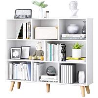 China White Open Metal And Wood Book Shelves Bookcase 3 Tier With 8 Cubes for sale
