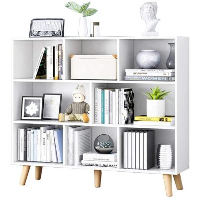 China White Open Metal And Wood Book Shelves Bookcase 3 Tier With 8 Cubes for sale